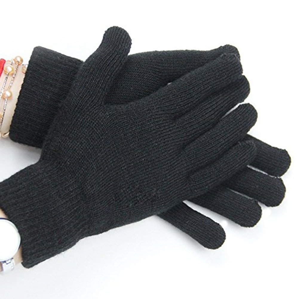 Koimcuiy Women's Gloves Ladies Magic Knit Gloves Solid Colors … (Black, M)