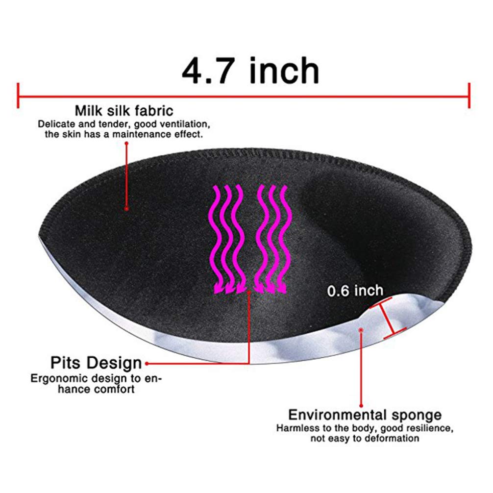 KESYOO Round Bra Pads 3 Pairs Soft Sponge Chest Pads Bra Cup Inserts Pad for Sports Bra Black