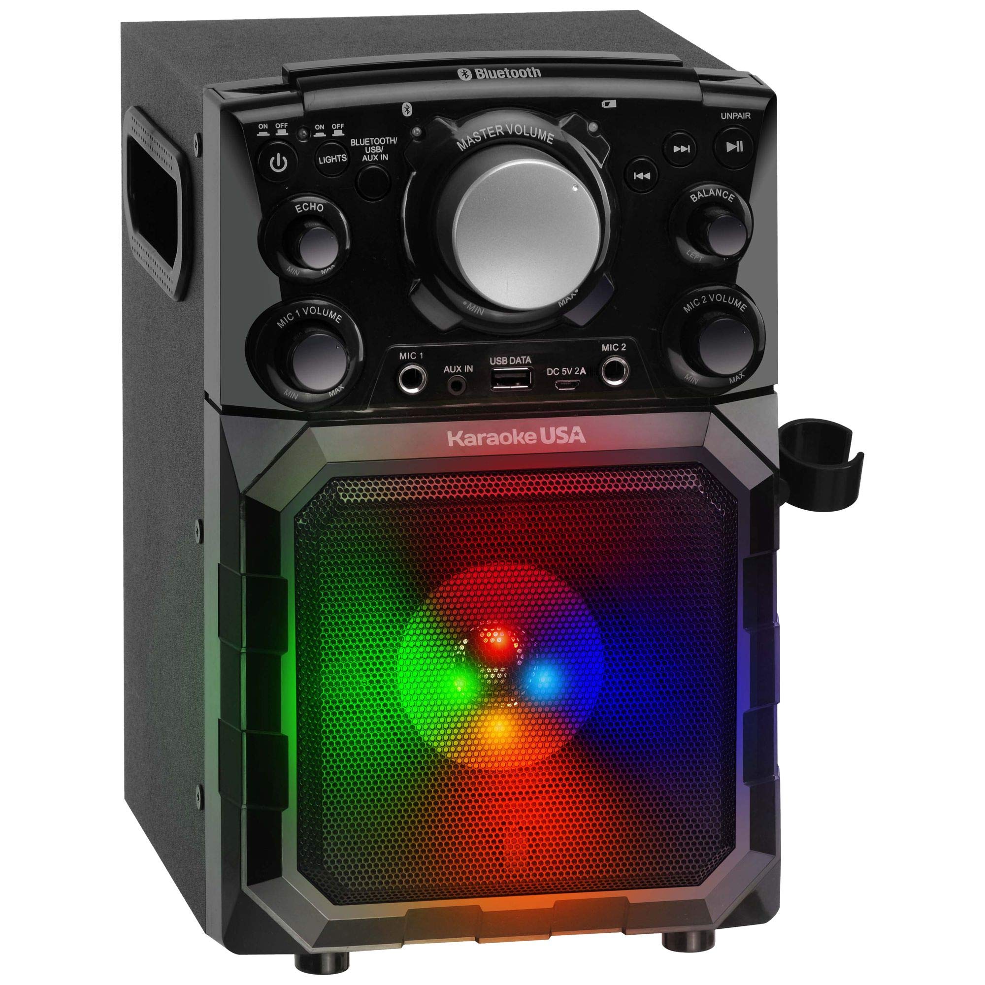 Karaoke USA Portable MP3 Karaoke Player with Bluetooth, PA, and Built-In Battery (GQ410) , Black