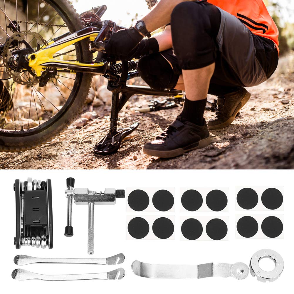 Outdoor accessories Mountain Bike Repair Multi Tools Kit Cycling Chain Cutter Tire Lever Spoke Wrench Repairing Set(黑色)