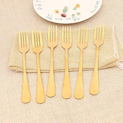 Lightahead 24pcs Stainless Steel Flatware Tableware Premier Quality Gold Colored Cutlery Set in attractive GoldenGift box (Golden)
