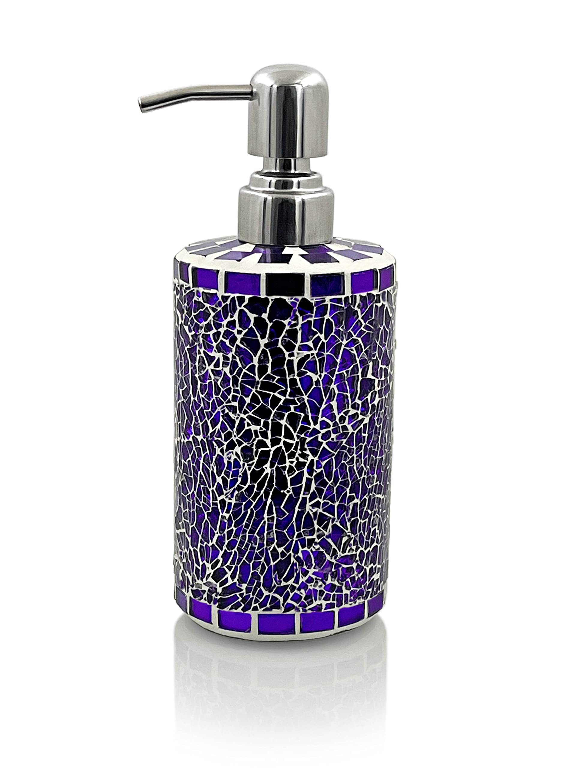 LushAccents Bathroom Accessory Set, 4-Piece Decorative Glass Bathroom Accessories Set, Soap Dispenser, Soap Tray, Jar, Toothbrush Holder, Elegant Seafoam Green Mosaic Glass