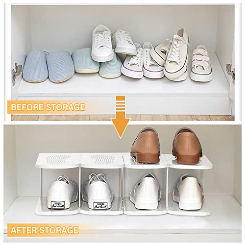 TXALWIQ 6-Tier Narrow Shoe Organizer, Adjustable Cubby Shoe Rack for Closet, Free Standing Shoe Slot Tower for Entrance, Stackable Space-Saving Shoe Storage Shelf for Entryway, White