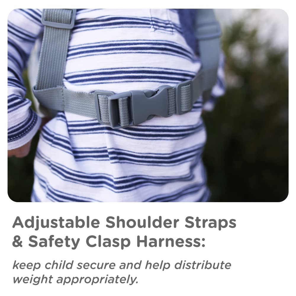 Nuby Kids Mini Backpack with Safety Harness and Detachable Tether, Grey