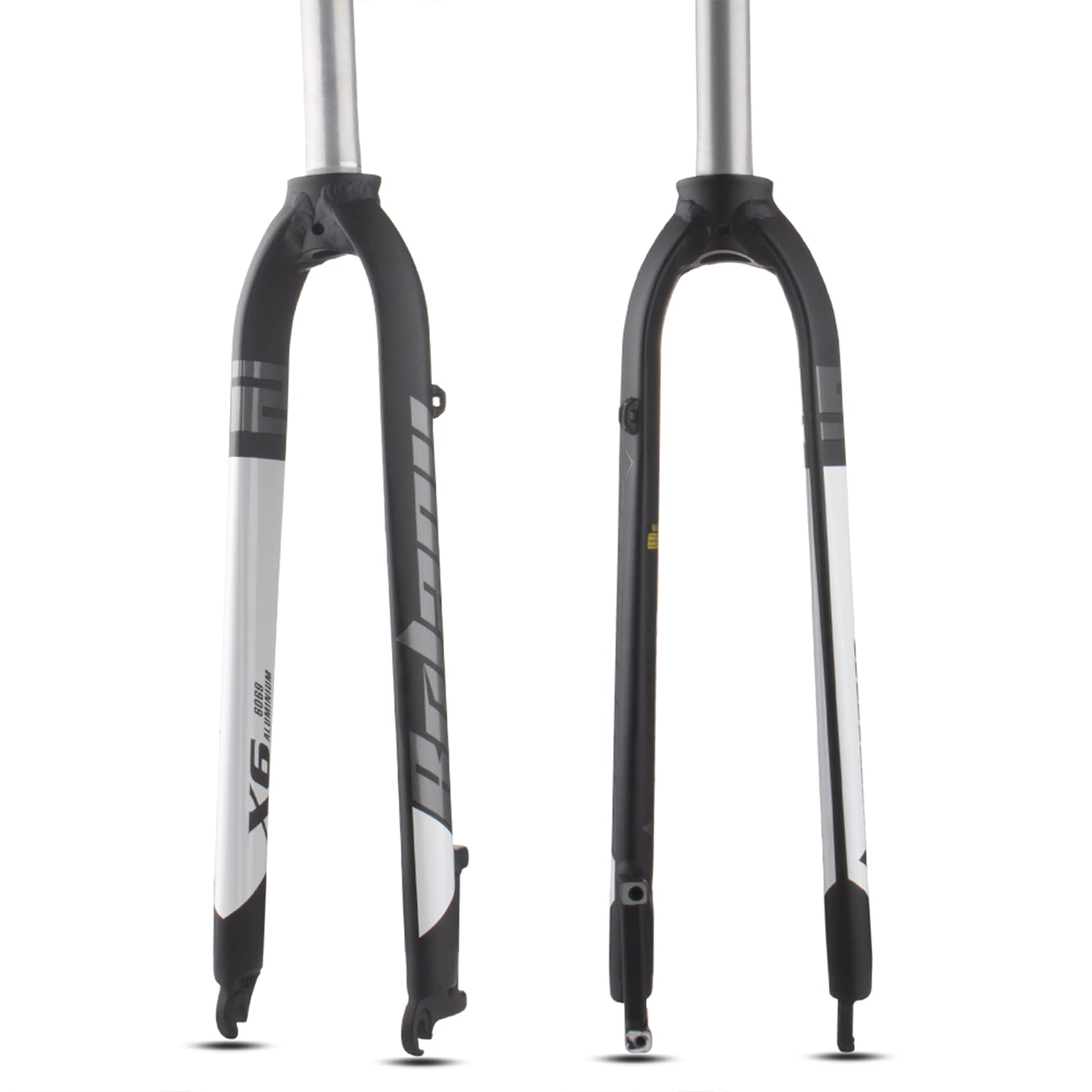 NA [US Spot] 1-1/8" Full Aluminum Alloy 26/27.5/29" Rigid Disc Brake MTB Fork, 28.6mm Threadless Taper Tube Ultra Light MTB Fork (X6-Black/White)