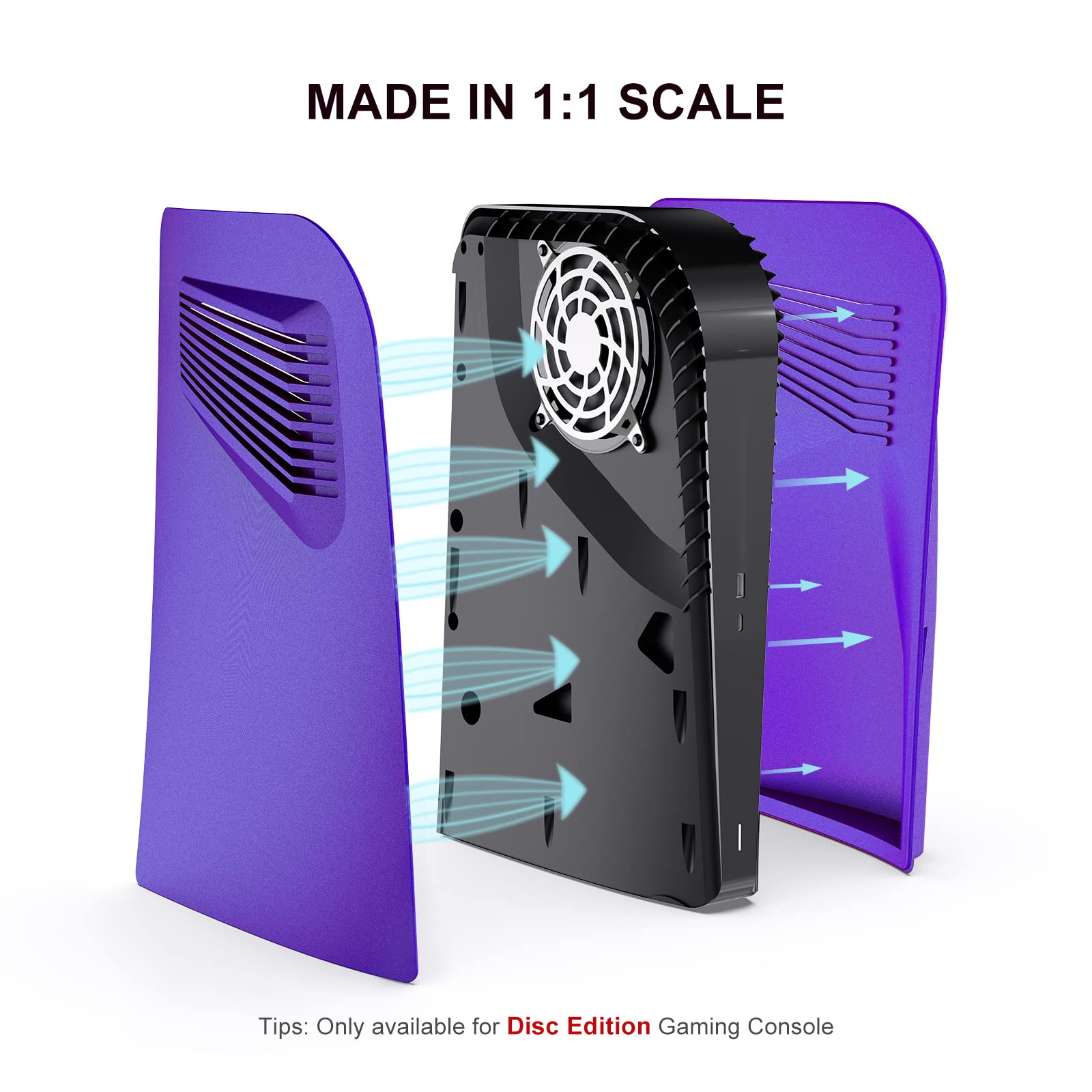 PS-5 Plates for PS-5 Disc Edition with PS-5 Stand, innoAura PS-5 Plates with Cooling Vents, Anti-Scratch Dustproof Protective PS-5 Cover with PS-5 Cooling Stand (Purple + PS-5 Stand)