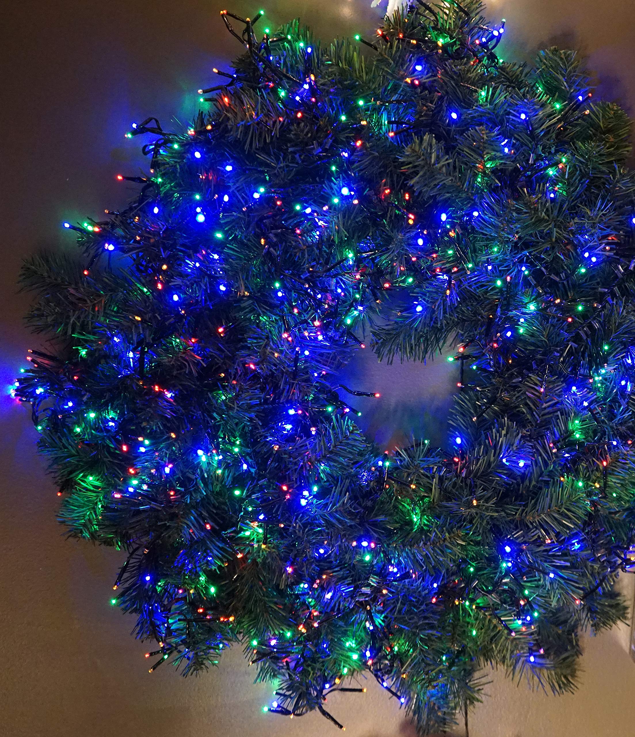 LED Twinkle Cluster Lights 12.4Ft Multi w/Green Strand Connect End to End Indoor Outdoor