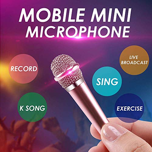 KICOSOADT Mini Microphone,Tiny Microphone, Portable Microphone/Instrument Microphone for Man/Pet Voice Recording Shouting and Sing,with Mic Stand and Box (Rose Gold)