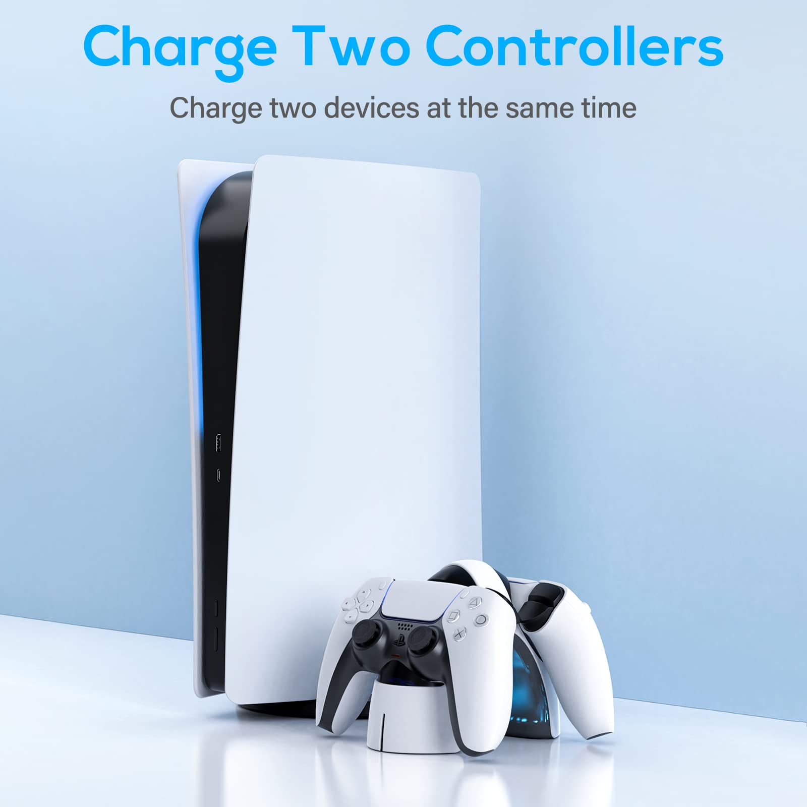PS5 Controller Charging Station, PS5 Fast Charger Station, Upgraded Dual Controller Charging Stand Compatible with Playstation 5, PS 5 Docking Station Replacement for DualSense Charging Station