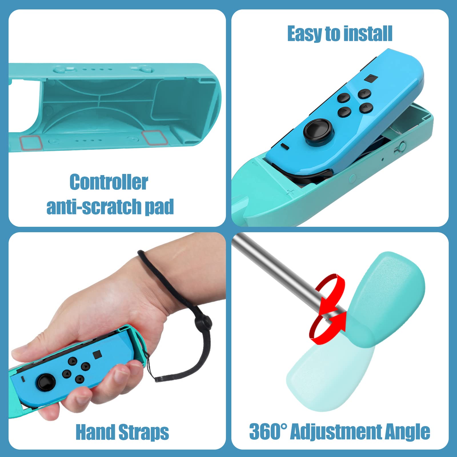 lelinker 2Pack Golf Club for Mario Golf Switch Game Sports Accessories, Golf Switch Game Sports Accessories 4 Lengths Adjustable Grip with Wrist Strap for Mario Golf Switch Sports(Blue/Pink)