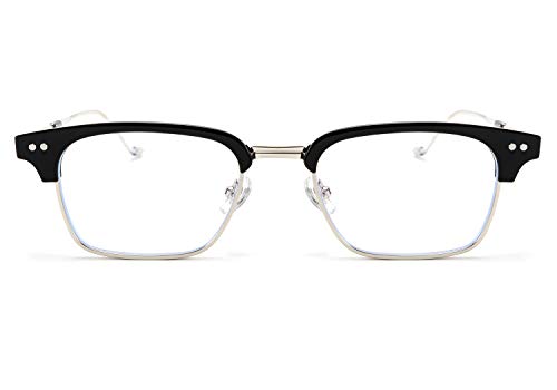 Karsaer Vision Blue Light Blocking Glasses, Half Metal Frame,Women&Men Computer Glasses Classic, Retro Designer Style,Anti Eyestrain/Filter Ray Lens-Silver