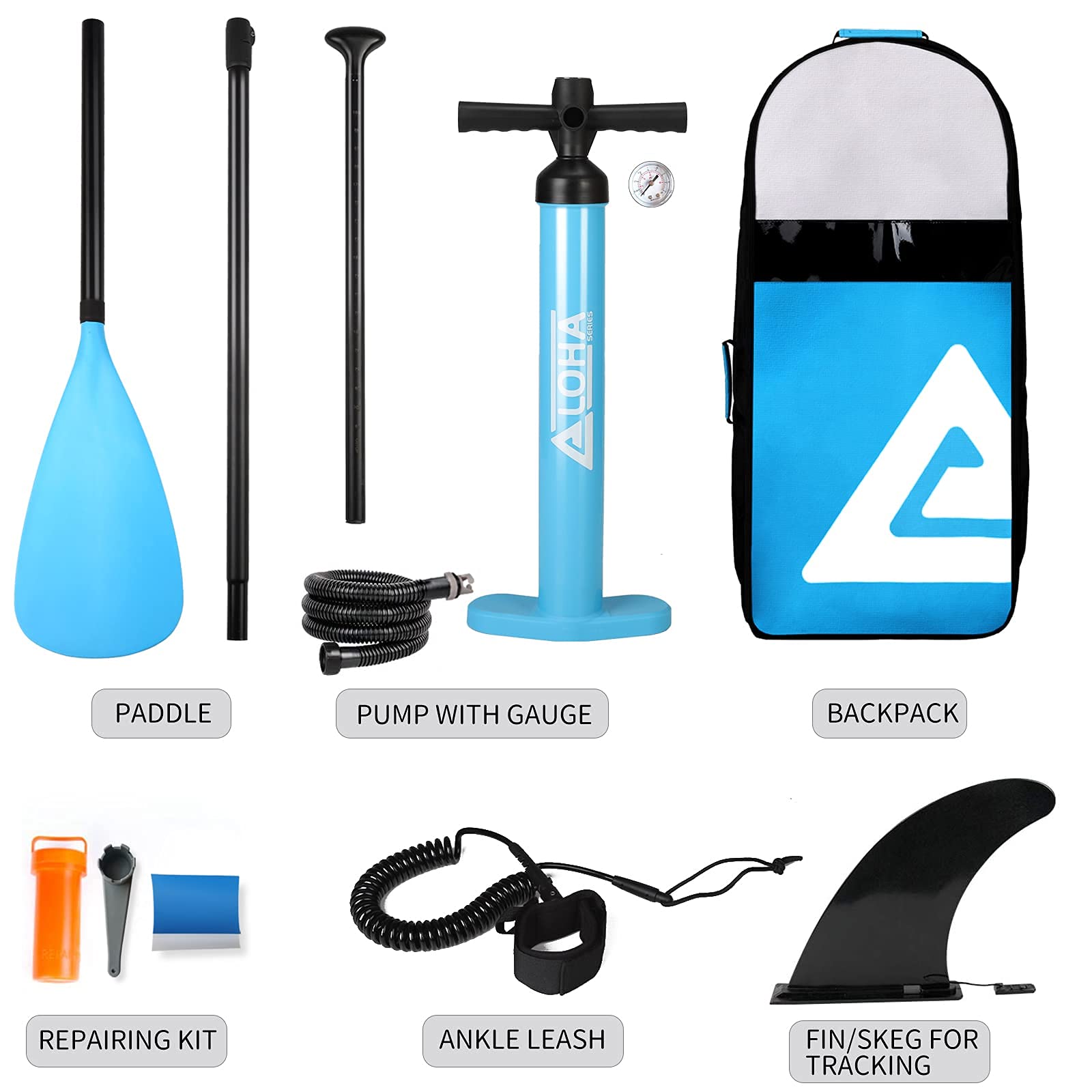 Leader Accessories Inflatable Stand Up Paddle Board 10'6"x33"x6" ISup for All Skill Levels with SUP Accessories Including Adjustable Paddle, Backpack, Leash, Hand Pump (Rainbow - Blue)