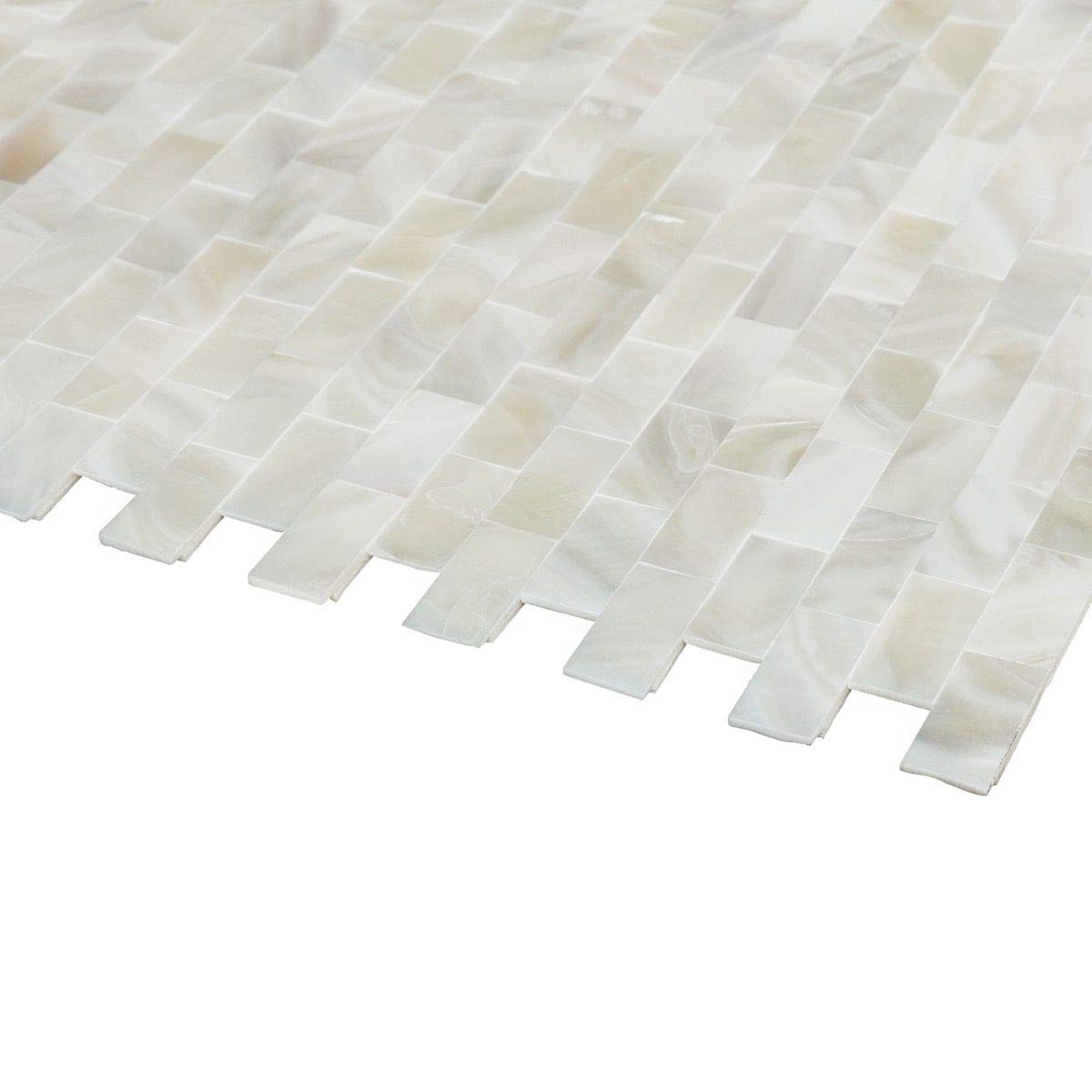 Luxe Core Brick White 3 in. x 6 in. Mother of Pearl Peel and Stick Tile Sample