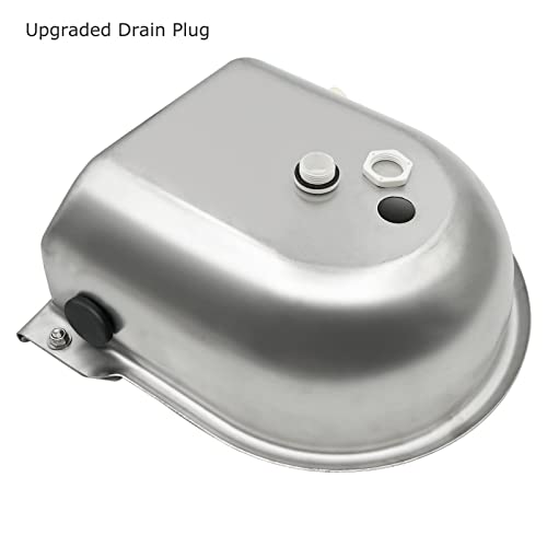 ZHEQOGZH Stainless Steel Automatic Waterer Bowl with Float Valve Upgraded Drain Plug and Braided Hose, Auto Float Water Bowl Dog Water Trough for Livestock Goat Pig Waterer