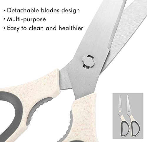 Kitchen Scissors Heavy Duty 2-Pack, LIVINGO Stainless Steel Kitchen Shears Come Apart, 8 Inch Dishwasher Safe Food Scissors for Cutting Chicken, Poultry, Wheat Straw Sharp Utility Cooking Scissors