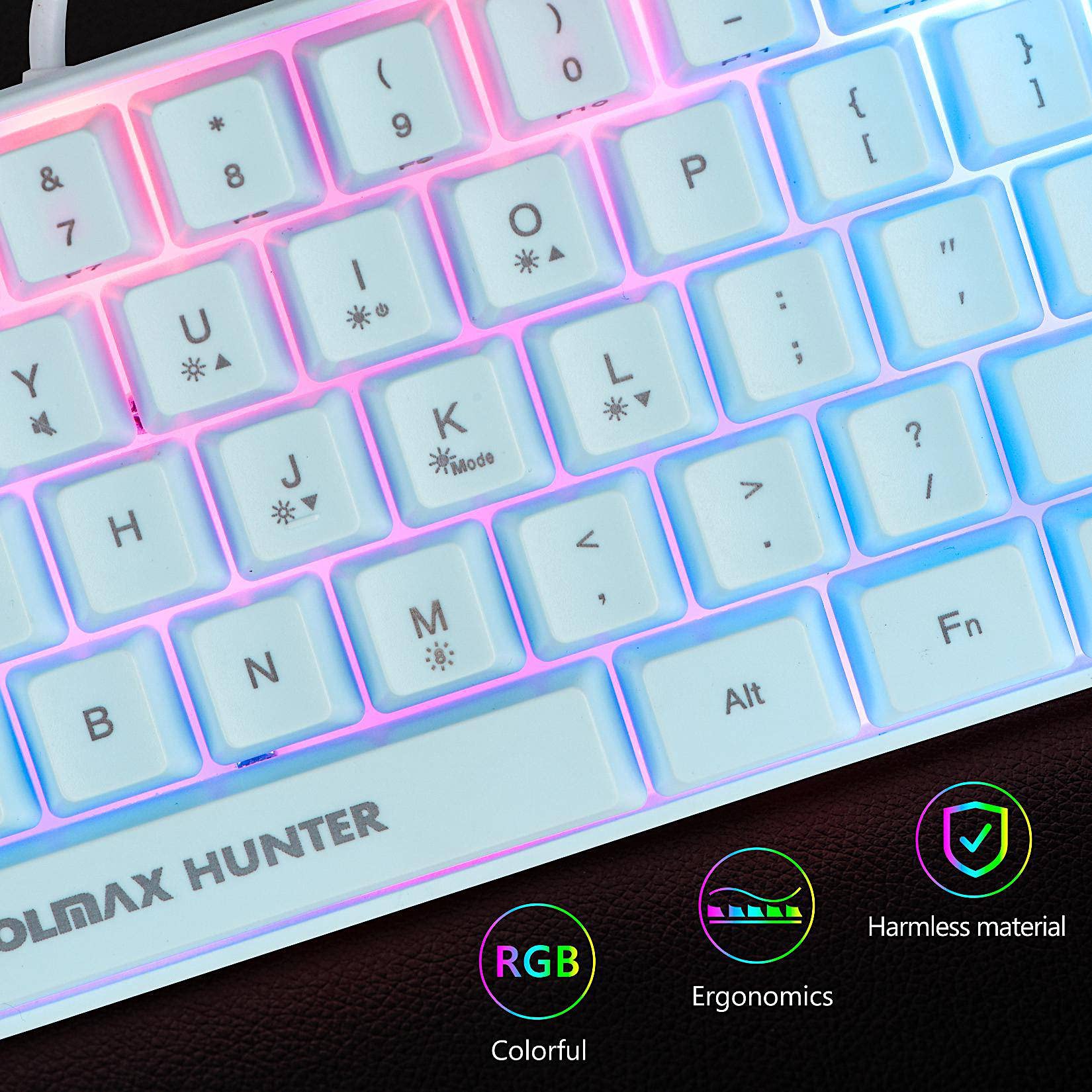 KOLMAX HUNTER 60% RGB Gaming Keyboard,61 Keys RGB Backlit Wired Gaming keyboard/Office Mini Keyboard for PC/Mac/Linux/Laptop(Blue)