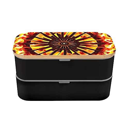 Turning The Flame Adult Lunch Box, Bento Box, With Cutlery Set Of 3, 2 Compartments, Rectangular, Lunch Box For Adults