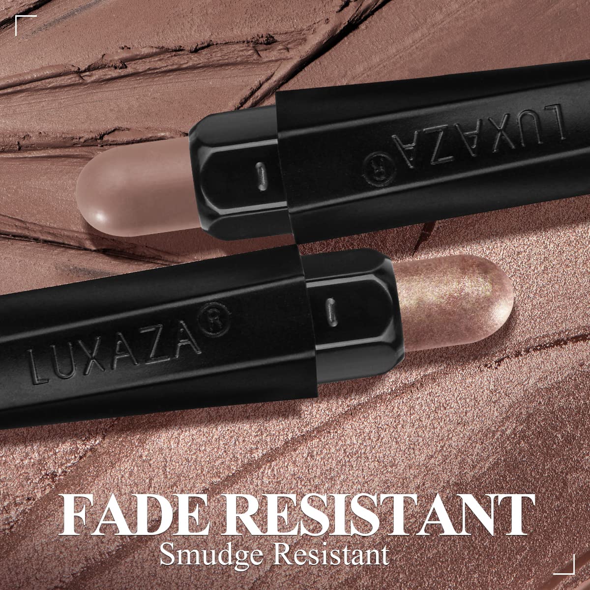 LUXAZA 3Pcs Neutral Brown Eyeshadow Stick Set, Matte And Shimmer Creamy Eyeshadow Pencil, Shiny Pink Shadow, Waterproof Long Lasting Smoky Eye Makeup…
