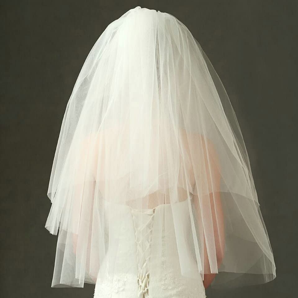 MXIAOXIA Wedding Veil Simple Tulle Two Layers Bridal Bride Accessories 75cm Short Women Veils with Comb
