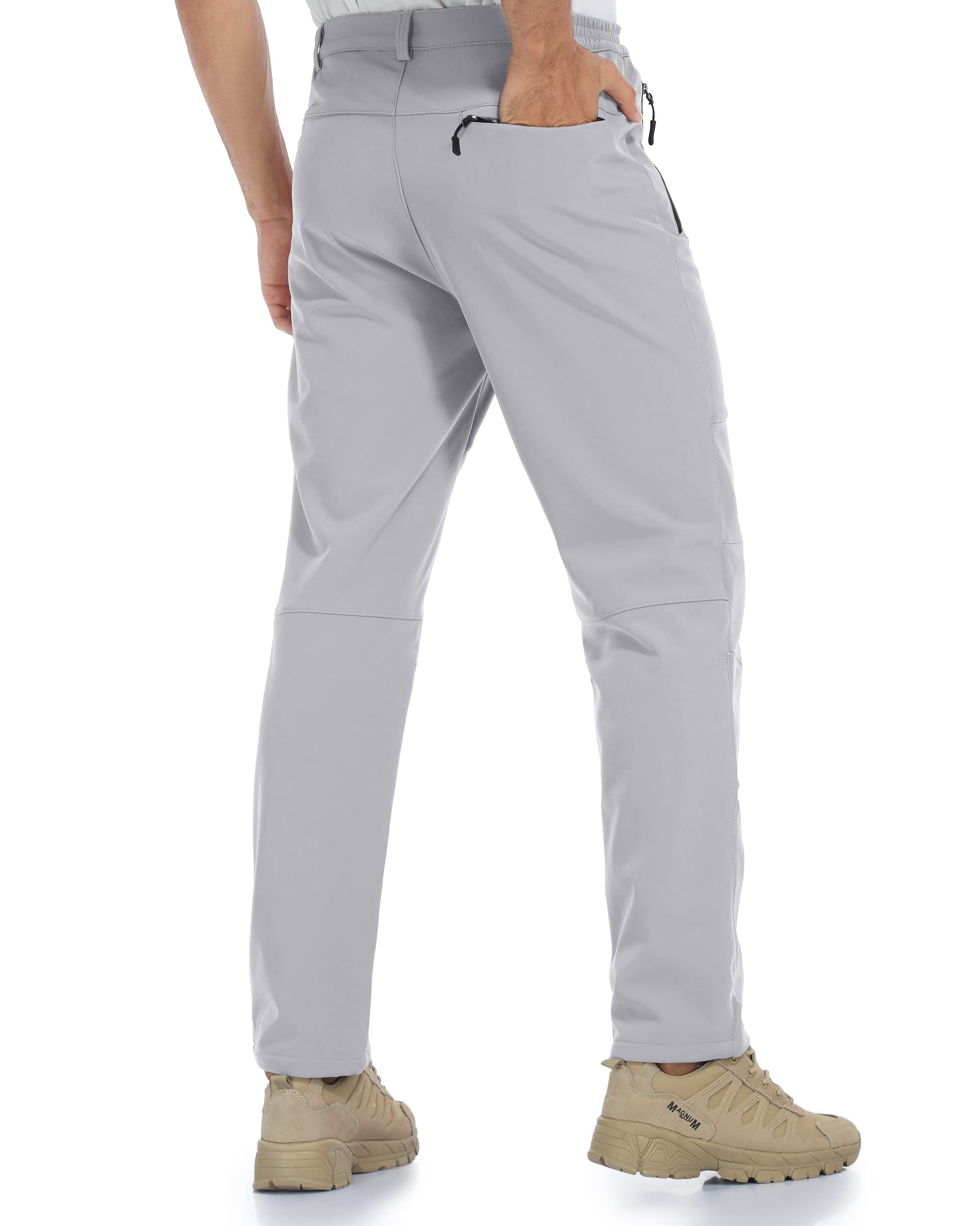 Mens Snow Ski Pants Waterproof Insulated Softshell Winter Snowboard Ski Hiking Windproof Warm Up Fleece Lined Pants for Men Khaki 34