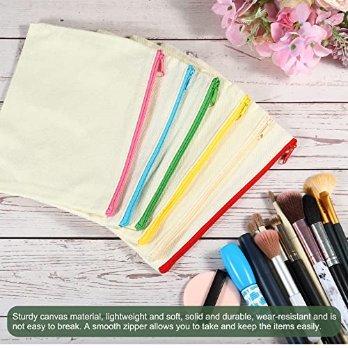 YOKIVE 10 Pack Canvas Zipper Pouch, Crafts DIY Blank Makeup Bags | Pencil Case Organizer Pocket, Great for Office Travel(Red, 7.9 x 5.5 Inch)