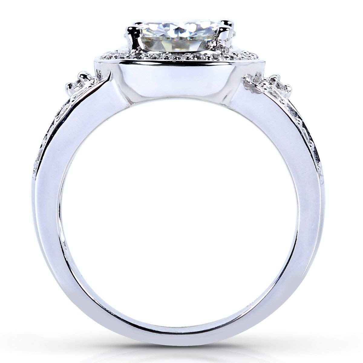 Kobelli Moissanite Halo Low-set Center Bridal Set 2 Carats TW in 14k White Gold, Size 9, White Gold