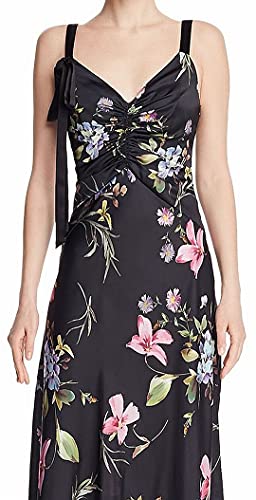 JILL Jill Stuart Womens Satin Floral Evening Dress Black 2