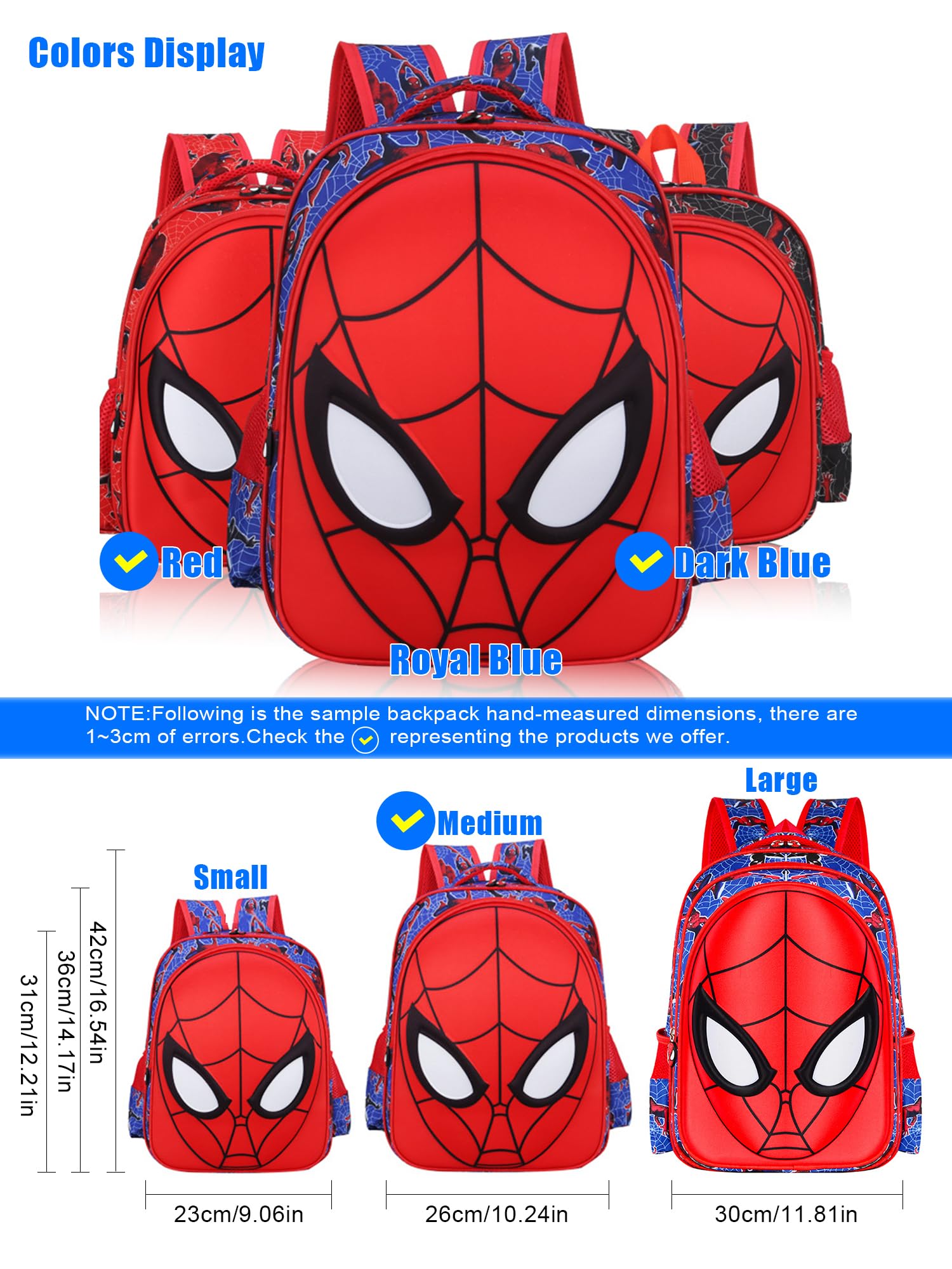 Jim Gin Toddler School Backpack 3D Comic Elementary Student Schoolbag Waterproof Lightweight Kids Bookbags for Boys Girls(Red M)