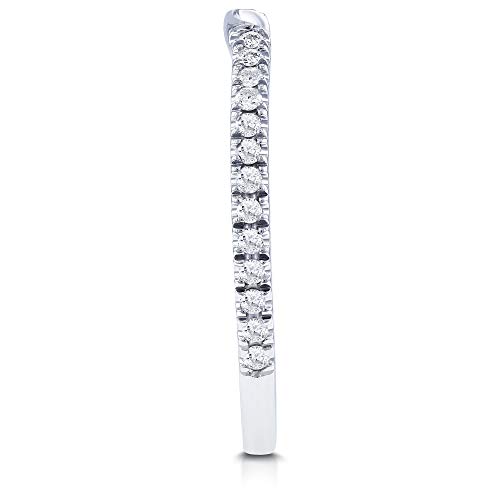 Kobelli Notched Diamond Wedding Band 1/8 Carats (ctw) in 14k White Gold, Size 7, White Gold