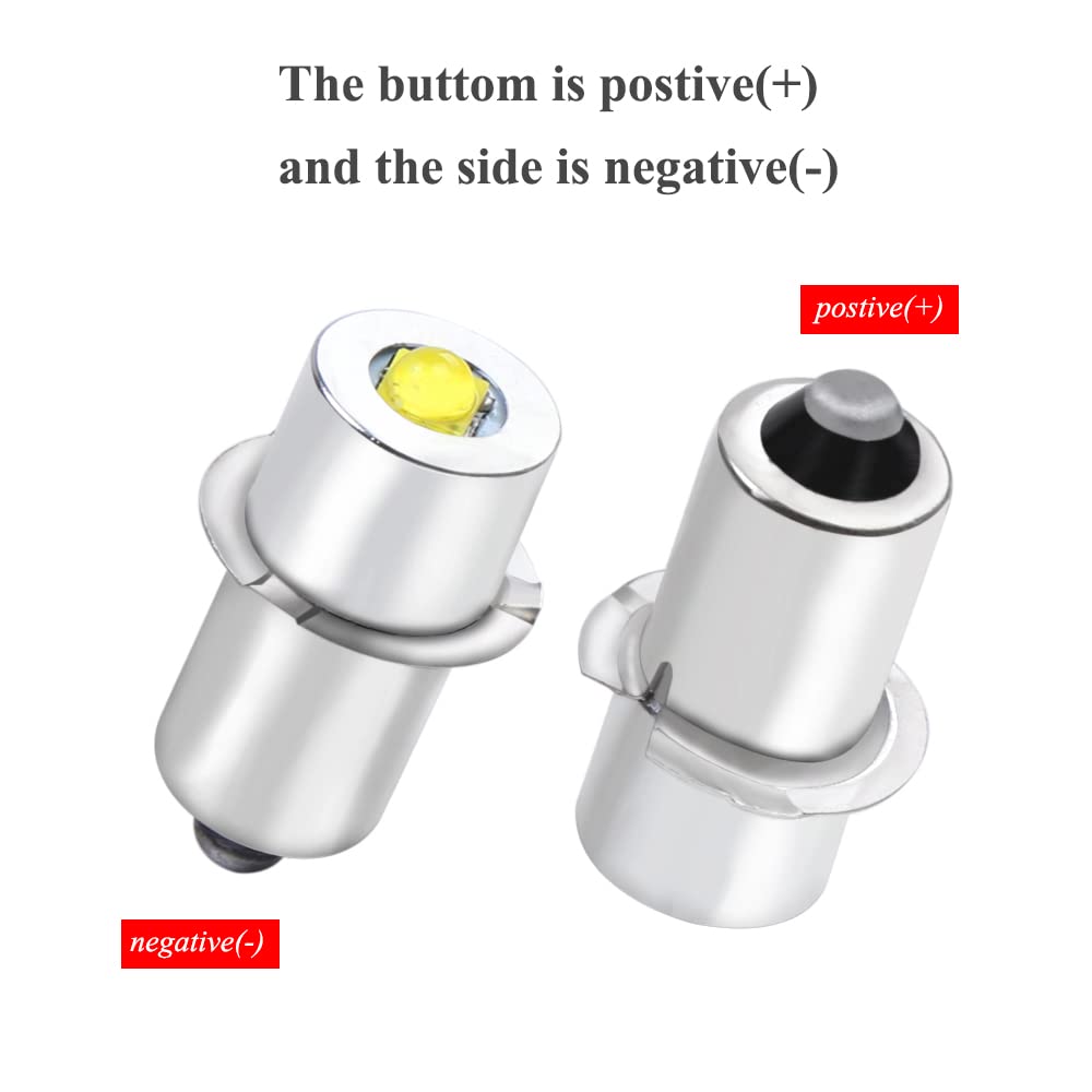 P13.5S LED Bulb Flashlight, AC/DC 3W 3V-12V LED Conversion Kit for 2 3 4 5 6 C&D Cells Flashlight Bulbs Replacement Torch Lighting Flashlight Bulbs Conversion Bulb Replacement Kit(White 3pcs)
