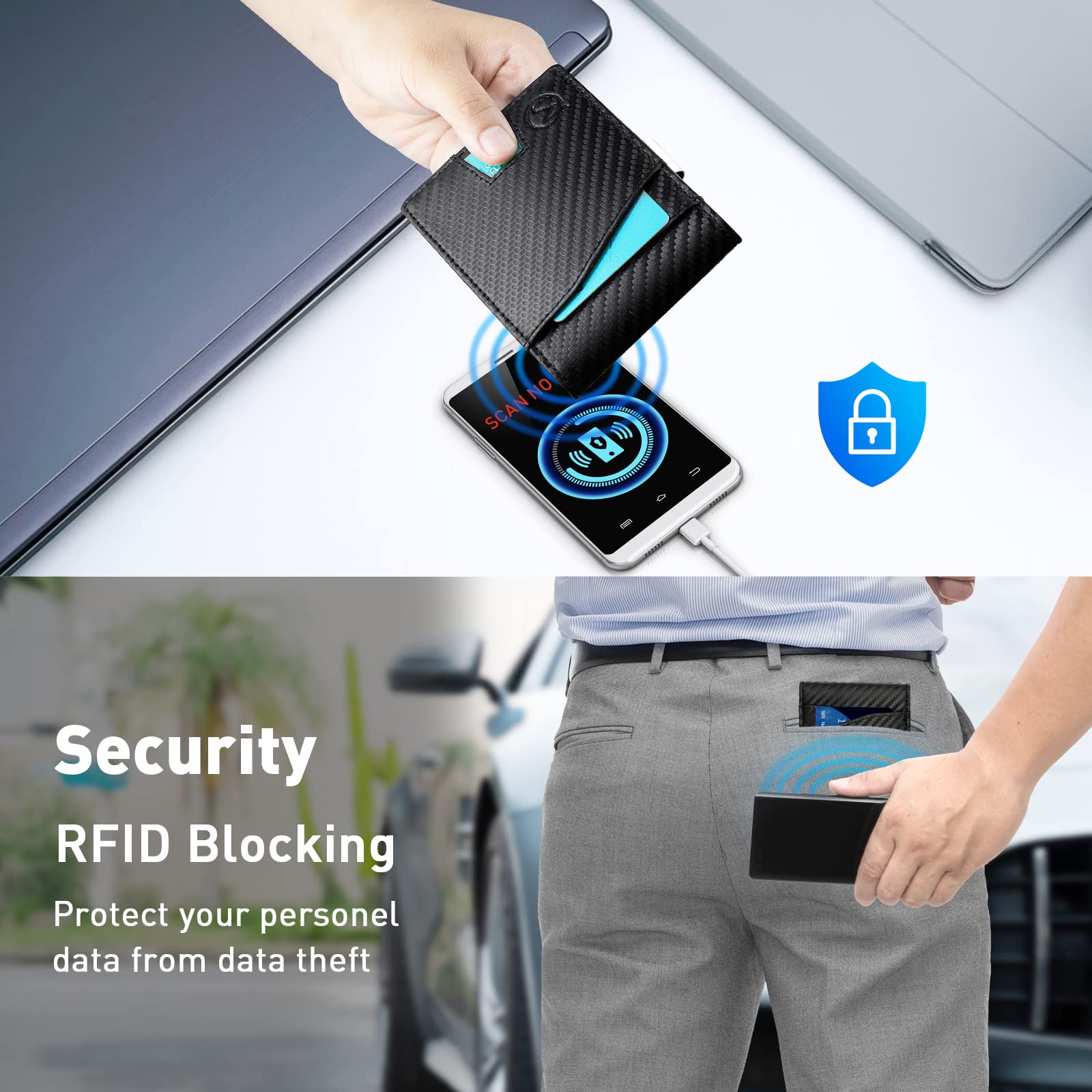 Maitron Wallet for Men, Slim RFID Money Clip Wallet, Bifold Minimalist Wallet with ID Window & 12 Card Slots