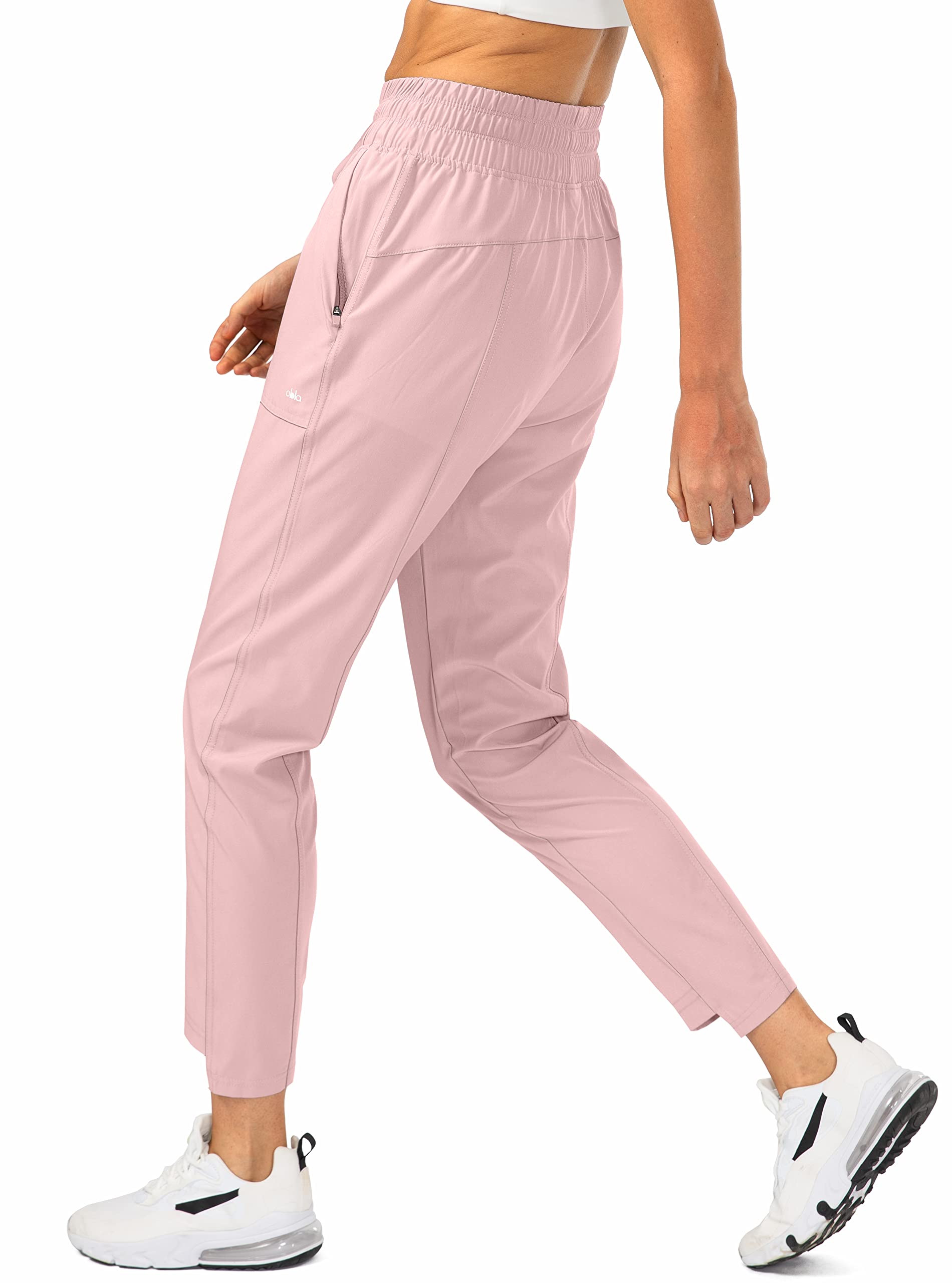 Obla Women's Lightweight Golf Pants with Zipper Pockets High Waisted Casual Track Work Ankle Pants for Women (Navy_L)