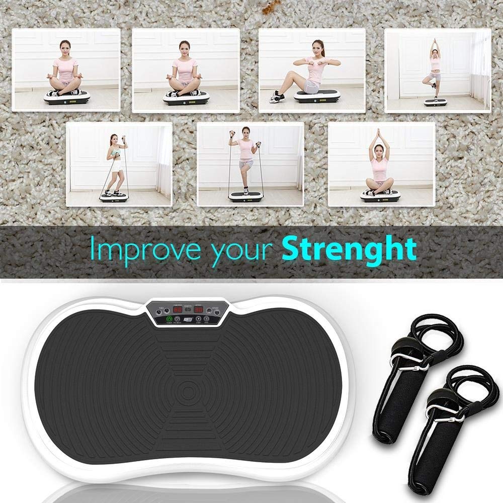 Hurtle Fitness Vibration Platform Workout Machine | Home Exercise Equipment | Vibration Plate | Balance Your Weight Workout Equipment Includes Remote Control & Balance Straps (Renewed)