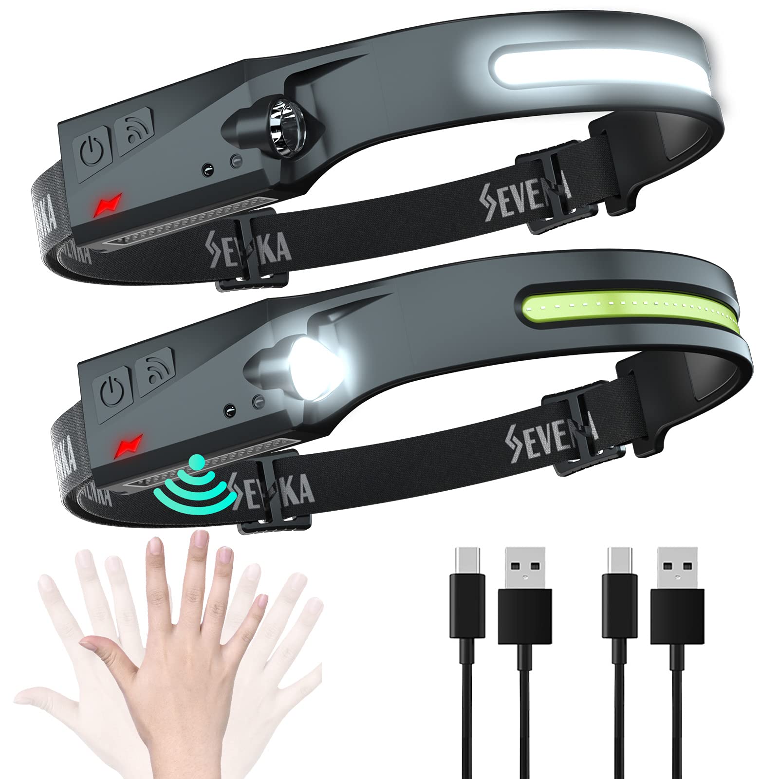 Rechargeable Headlamps with Sensor Mode & Breathable VR Mask for Meta Oculus Quest 2