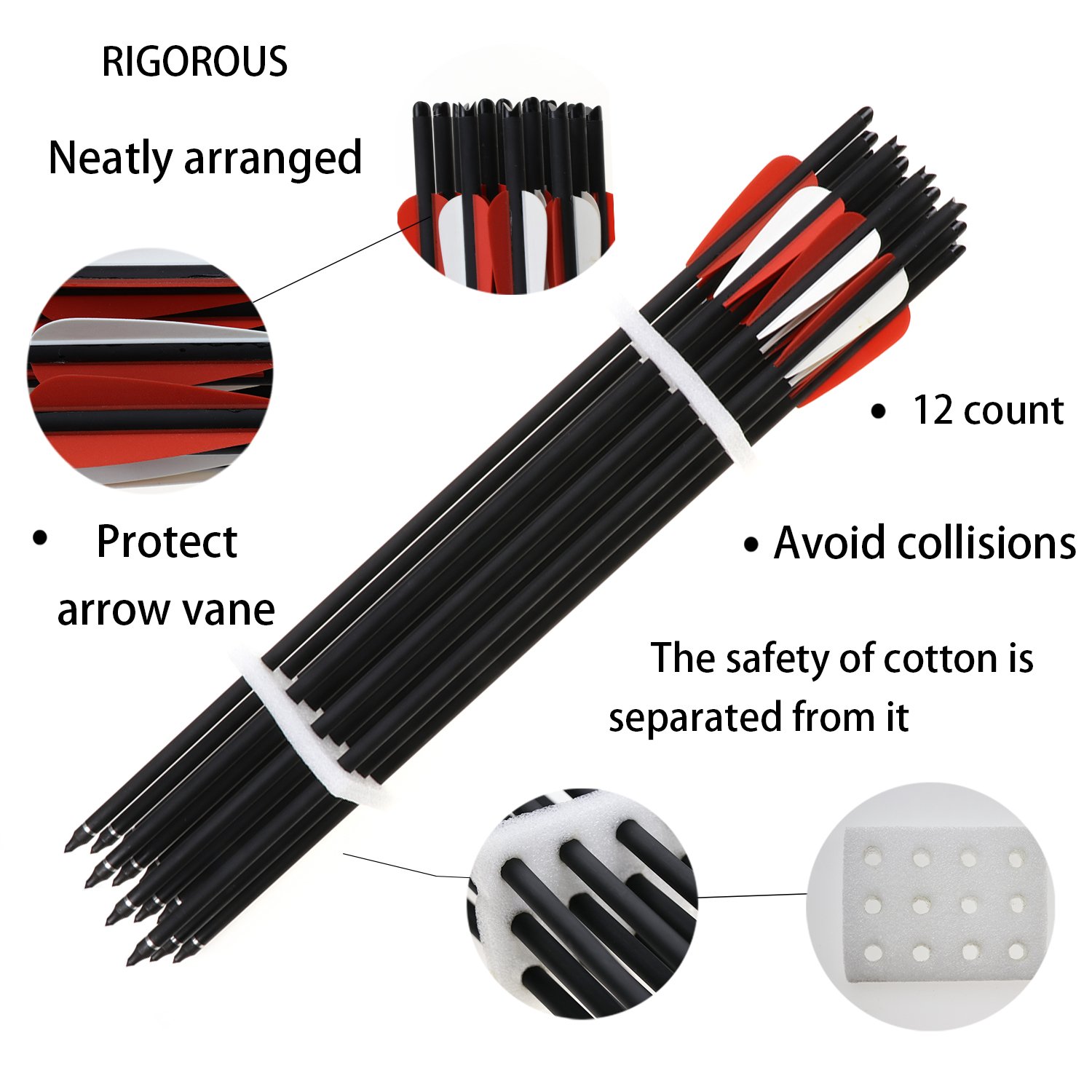 JY-Sports Crossbow Bolts 16'' Inch Archery Hunting Arrow Game Arrow Shaft and Target Arrow Shaft Replaceable Tips for Crossbow 12Pcs/Box