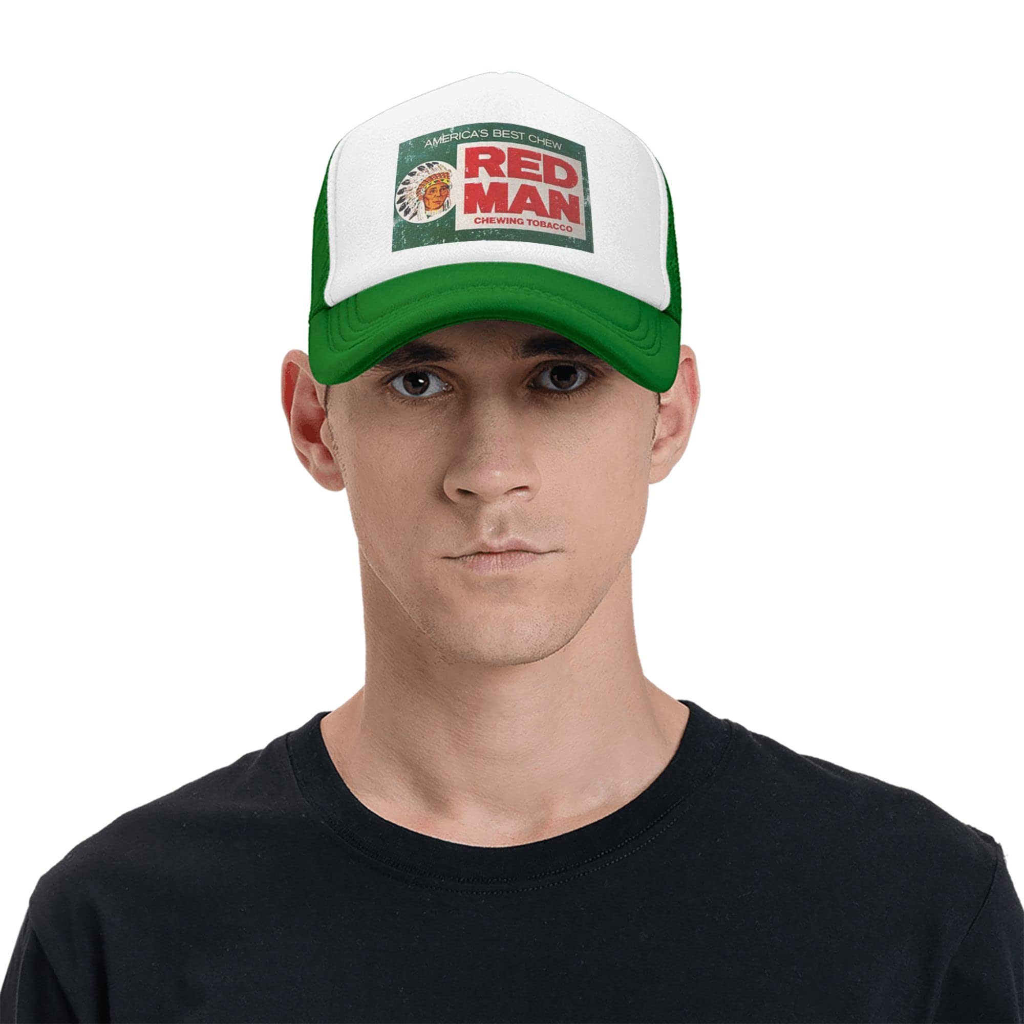 Red Man Chewing Vintage Style Trucker Hat Redman Retro Classic Snapback Cap Green