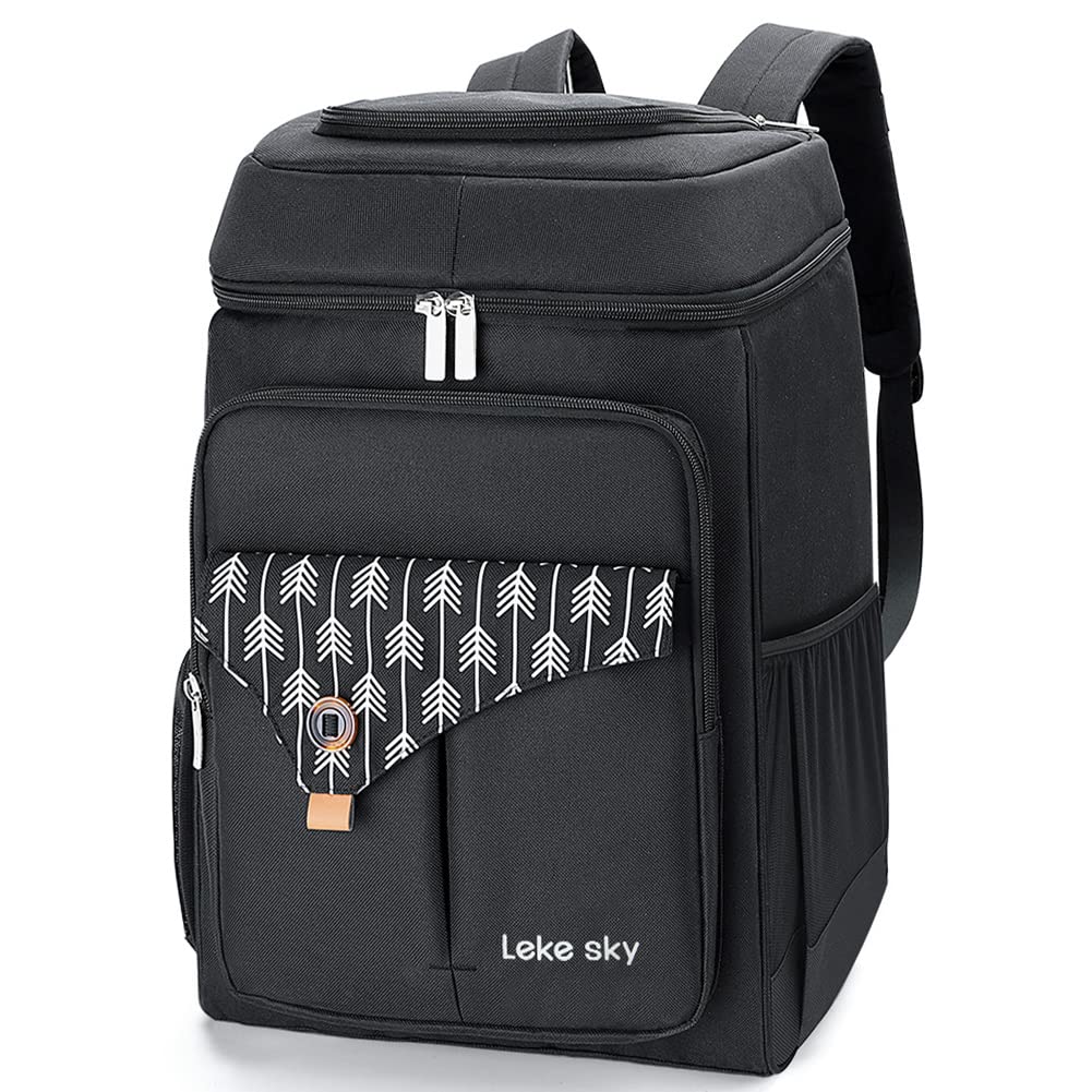Lekesky Backpack Cooler Insulated Leak Proof Cooler Backpack Waterproof Cooler for Women and Men, 36 Cans, Black