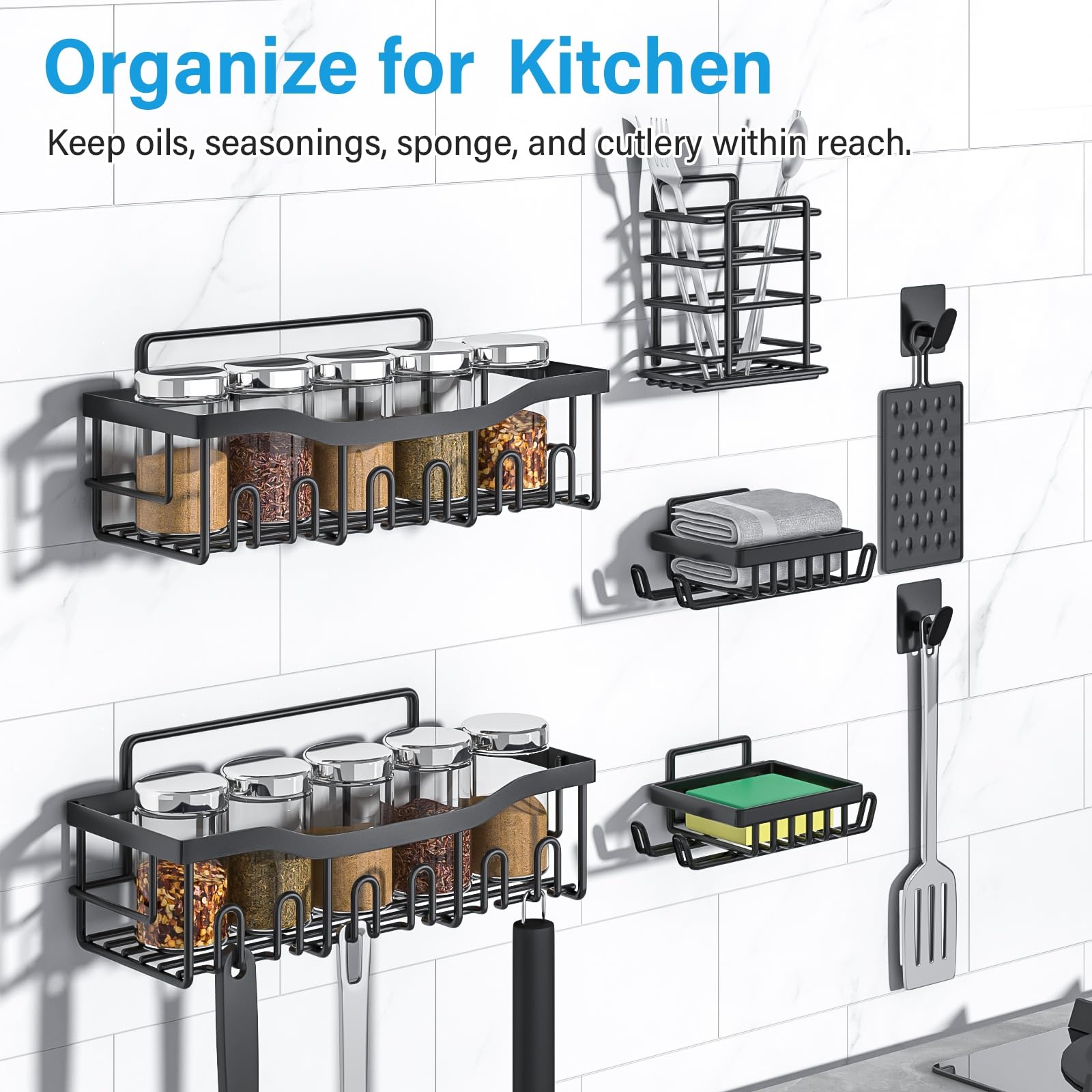 Vertdens 7 Pack Shower Caddy Shelf Organizer Rack,Adhesive Shower Caddy, Adhesive Shower Caddy Organizer Shelves Rack, Shower Shelves, Applicable to for Home Décor and Bathroom Storage