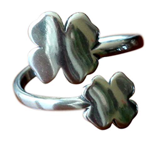 K & S Impressions Four Leaf Clover Ring- Irish Jewelry- Good Luck Gift Shamrock Ring
