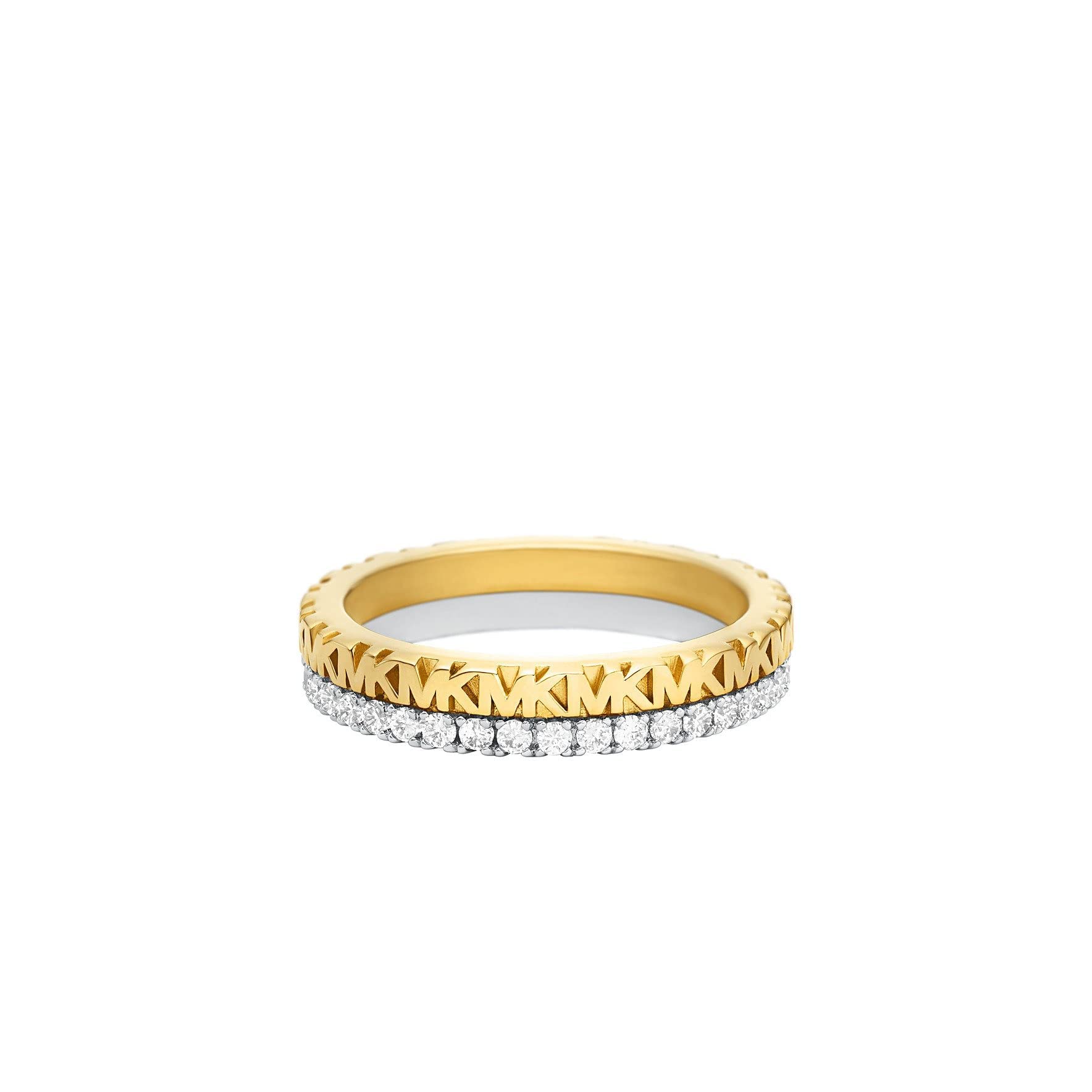 Michael Kors Sterling Silver Monogram Ring Two-Tone Silver/Gold Tone 8