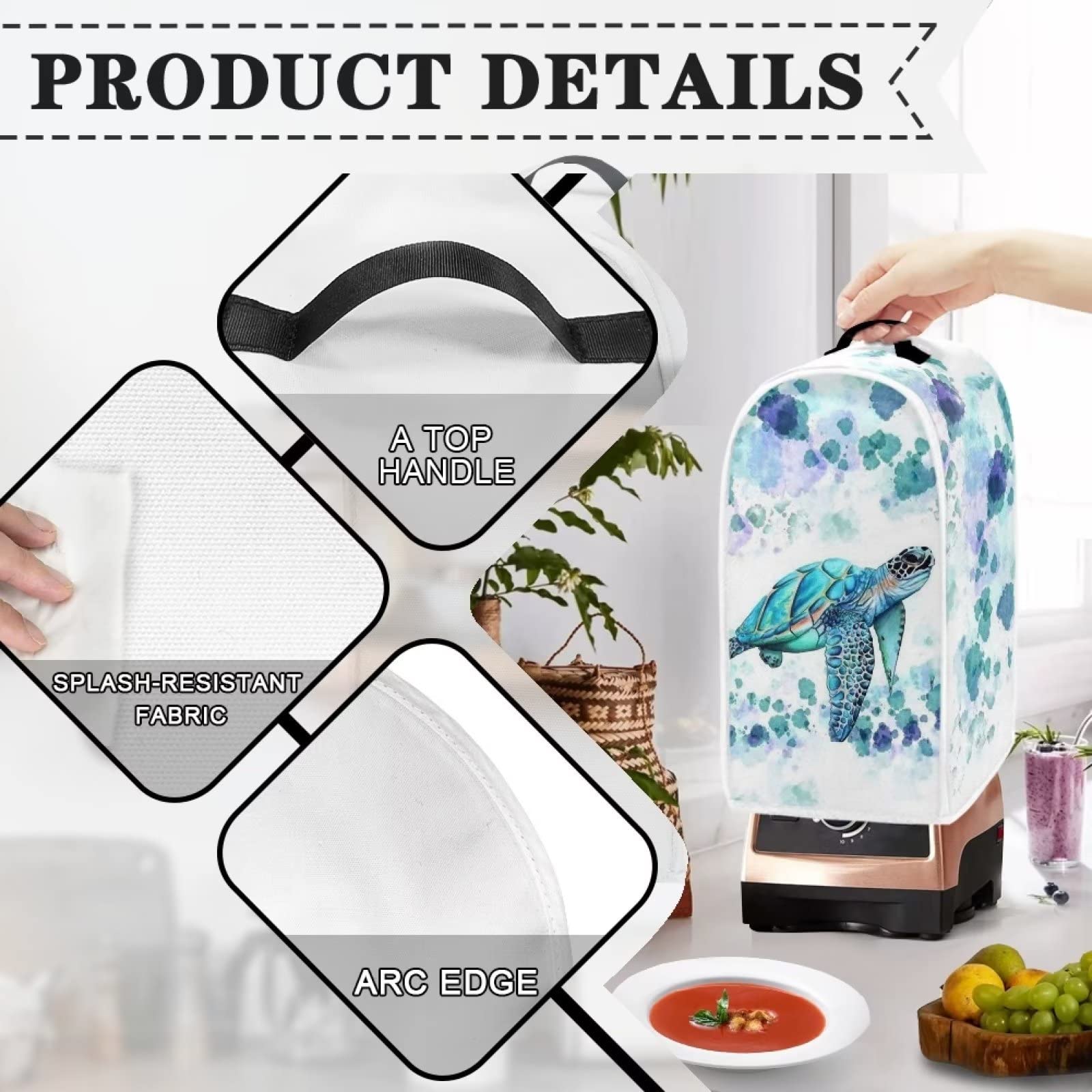 HUISEFOR Sea Turtle Blender Covers Kitchen Appliance Dust Cover Blender Protector Washable Anti Splash Coffee Maker Food Processor Protection Covers for Women