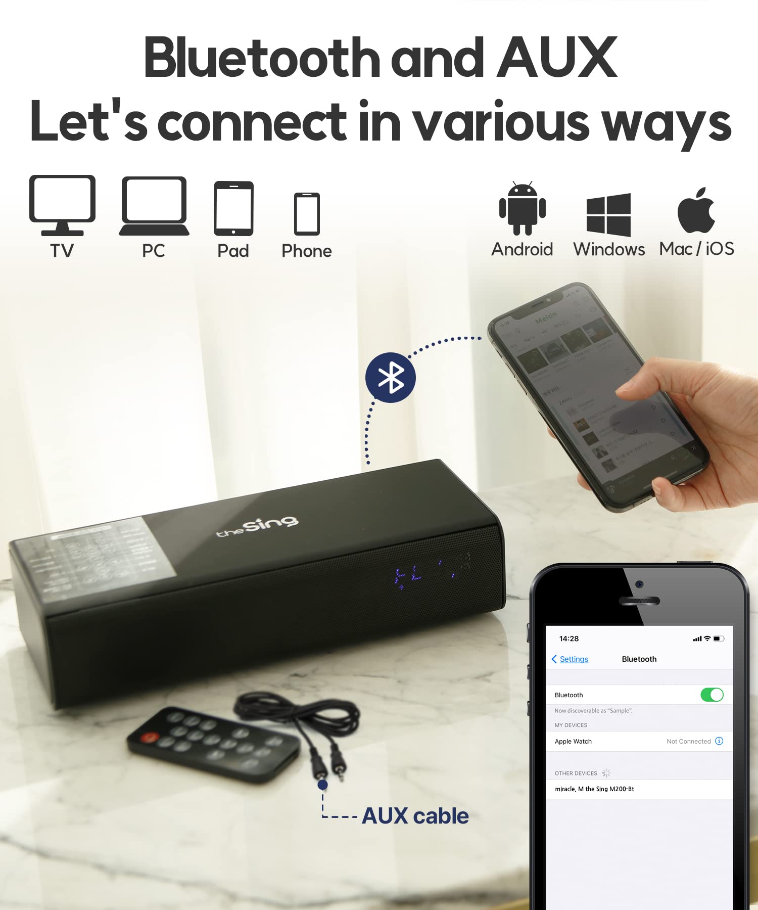 M200 - Bluetooth microphone with speaker - Karaoke machine with Bluetooth microphone - Karaoke Speaker for adults - Wireless Portable PA system - Karoke system set for party (M200) (M200 Set) (M200)