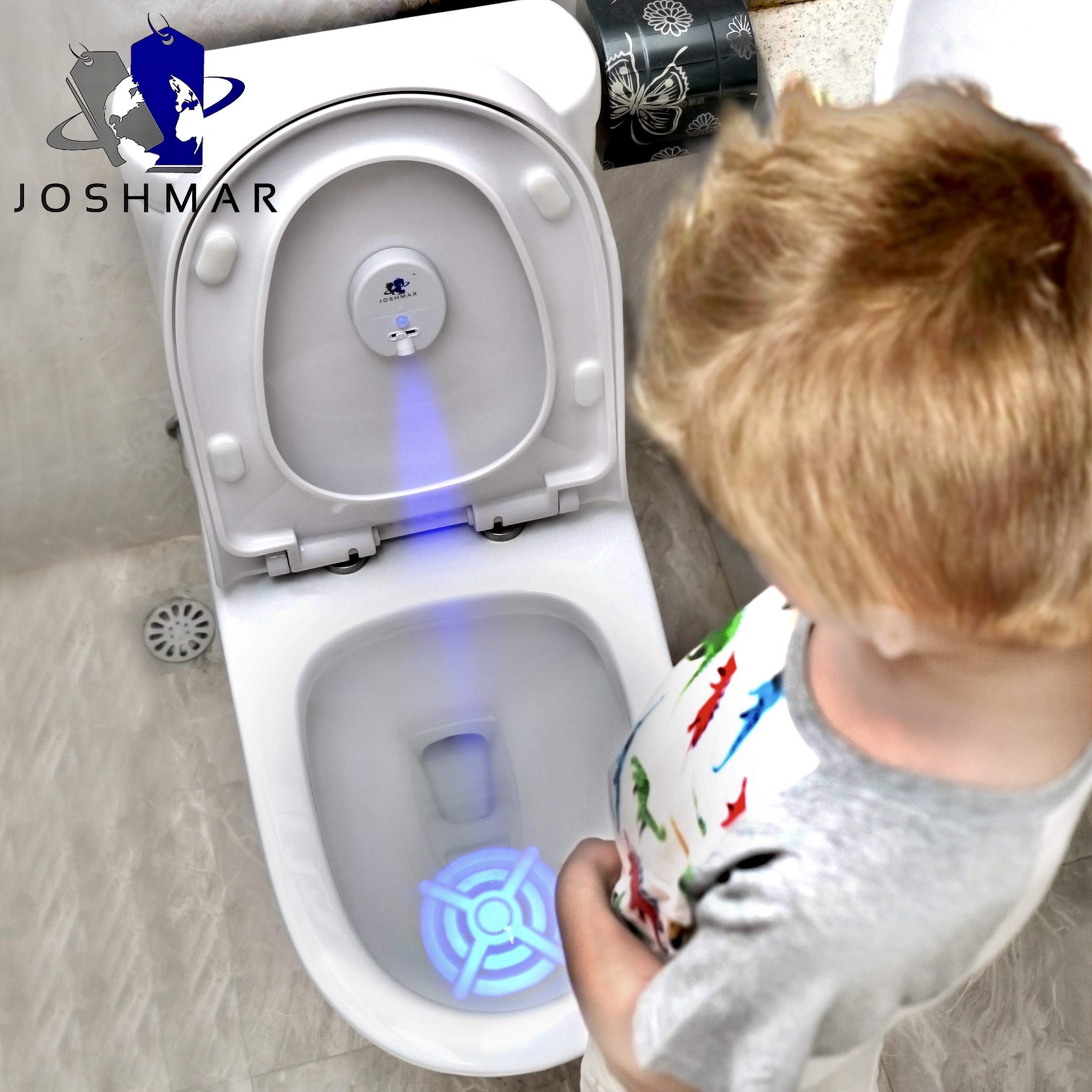 JOSHMAR Boy Potty Training Target Sensor Light - Easy Fast and Fun Learning. Perfect Toddler Potty Training with 6 Toilet Stickers as Gift for Children - Son, Nephews and Grandchildren. for All Ages.