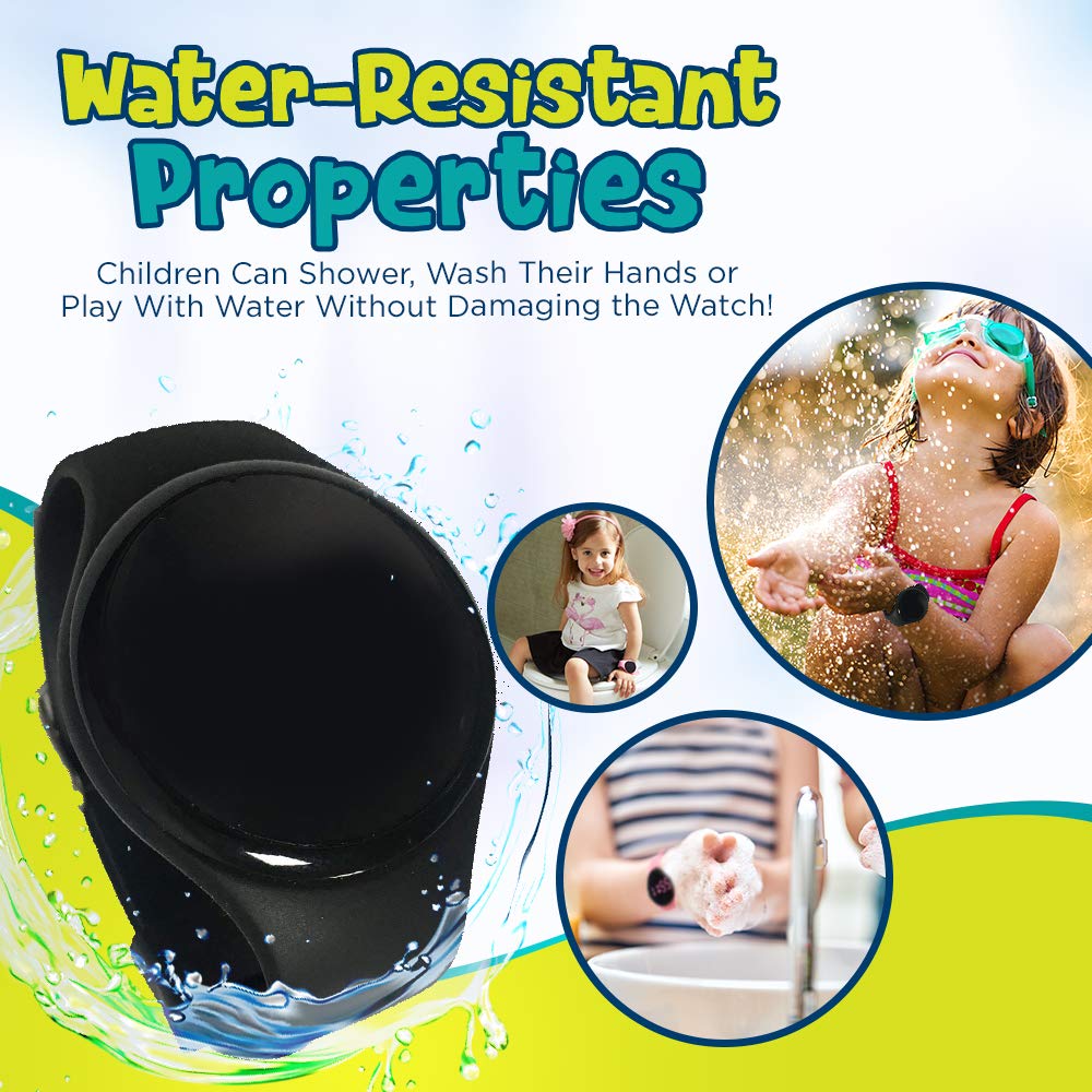 Kidnovations Premium Potty Training Watch - Toilet Training Timer - Rechargeable Water Resistant Digital Watch Reminder to Go Potty Vibrates and Plays Music Keeps Your Child Entertained at Potty Time