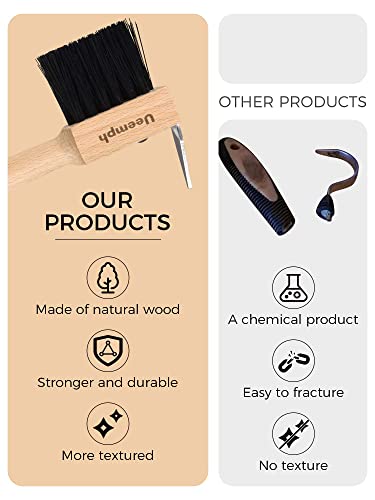 Ueemph Hoof Picks for Horses,Wooden Handle Hoof Pick with Brush,Sturdy and Durable,Excellent Texture, (1 Pieces)