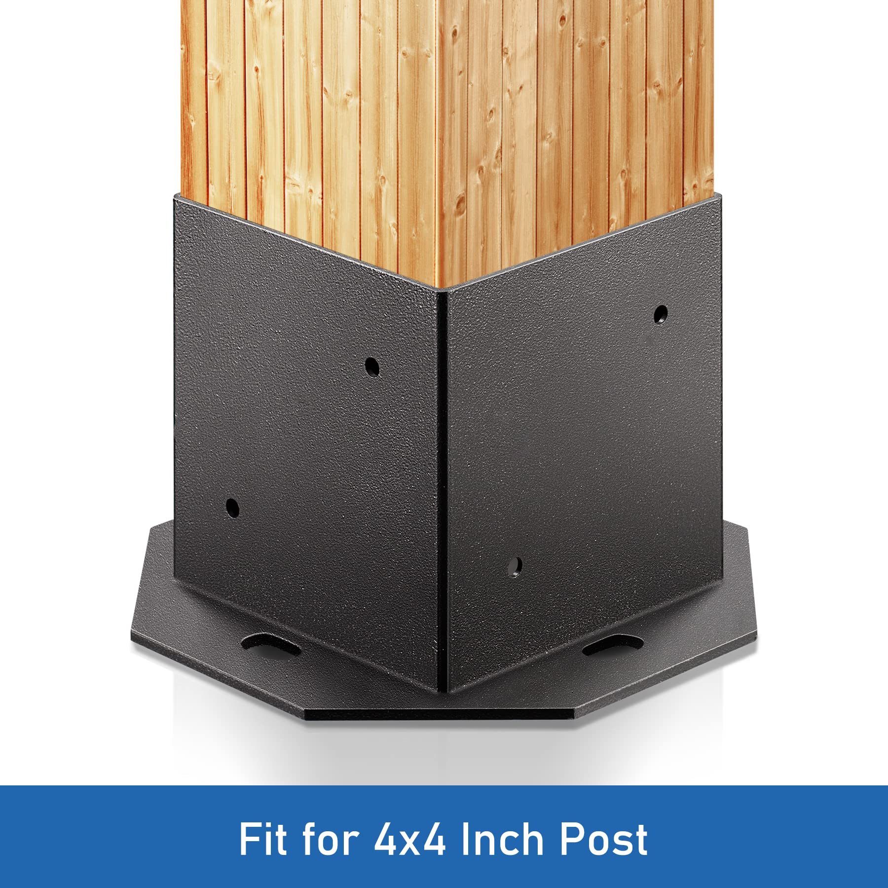 Metty Metal 4×4 Post Base 6 Pcs Post Base Brackets,Inner Size 3.6"x3.6" Heavy Duty Powder-Coated Post Anchor Matte Black Wood Post Brackets for Pavilion Deck Railing Support Deck Base Plate