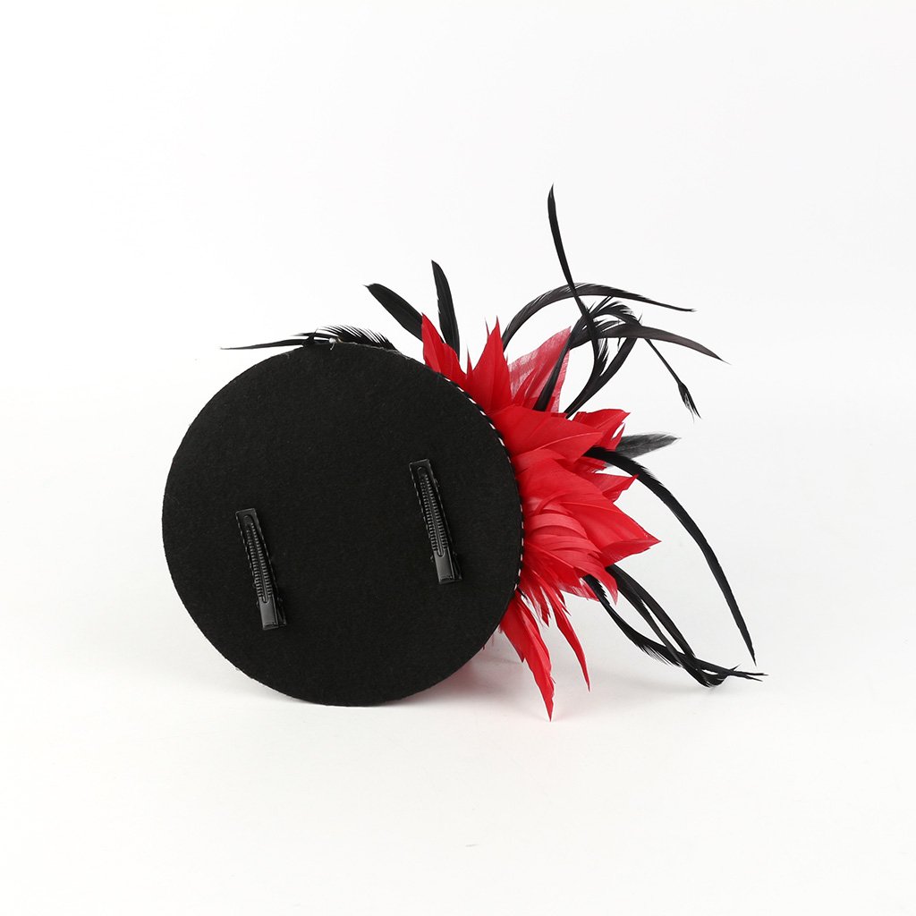 KOBTOKFY Women's Fascinator, Red, One Size