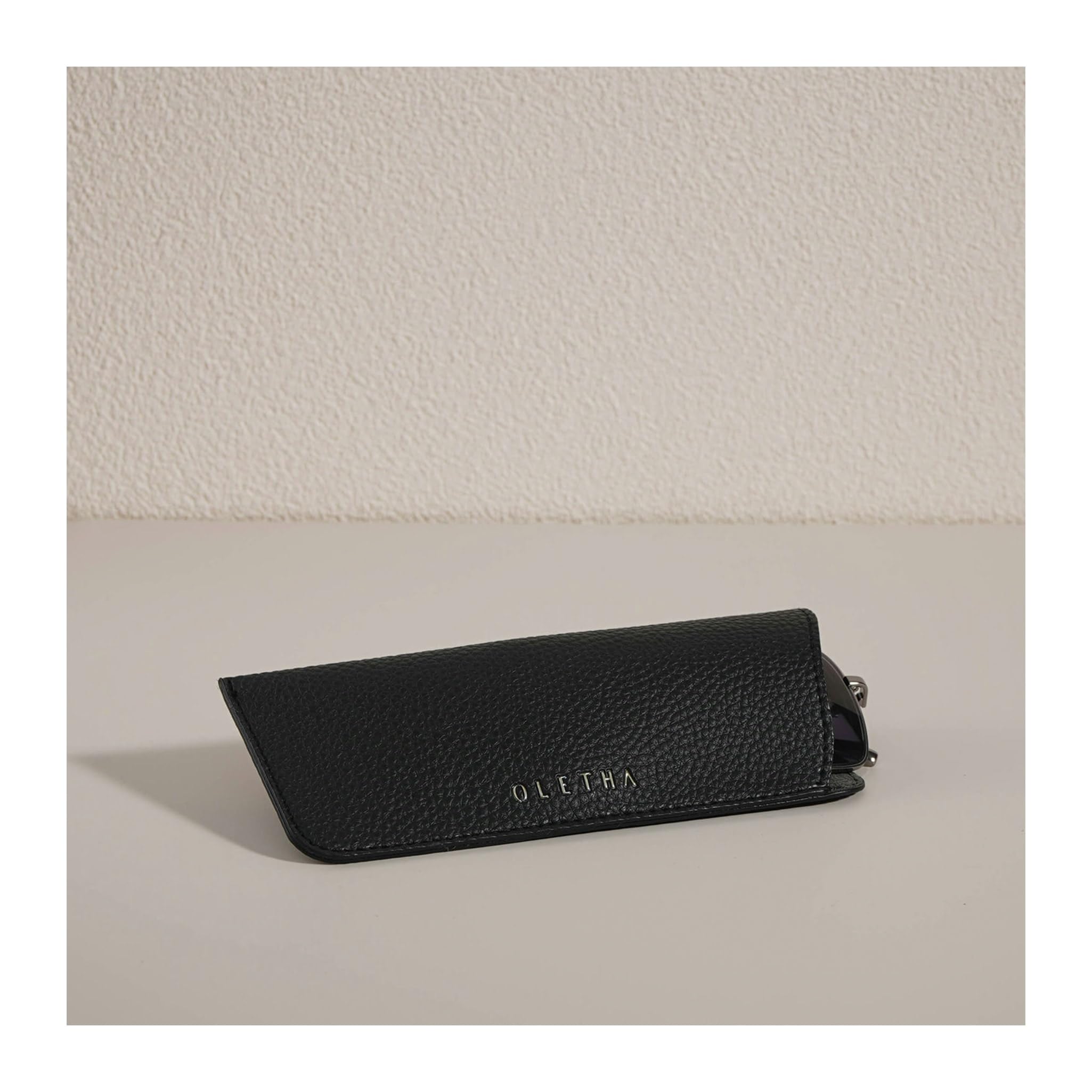 OLETHA Aesthetic Soft Glasses Case, Slim Travel Pouch for Sunglasses Eyeglass Reading Glass, Black