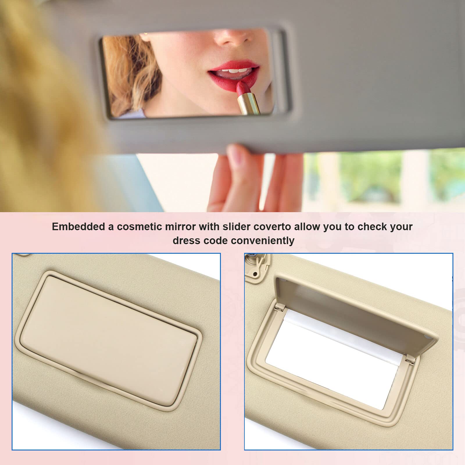 Nakuuly Left Driver Side Sun Visor Beige with Light Compatible with Nissan Pathfinder 2013-2018, Infiniti QX60 2014-2017, Infiniti JX35 2013