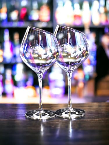 Luxrify Enhance Your Wine Experience Iridescent Wine Glasses - Premium Quality, Unique Design at Rim, Long Stemware, Hand-Blown & Perfect for Wine Lovers, Colored Stemware (Set Of 6)